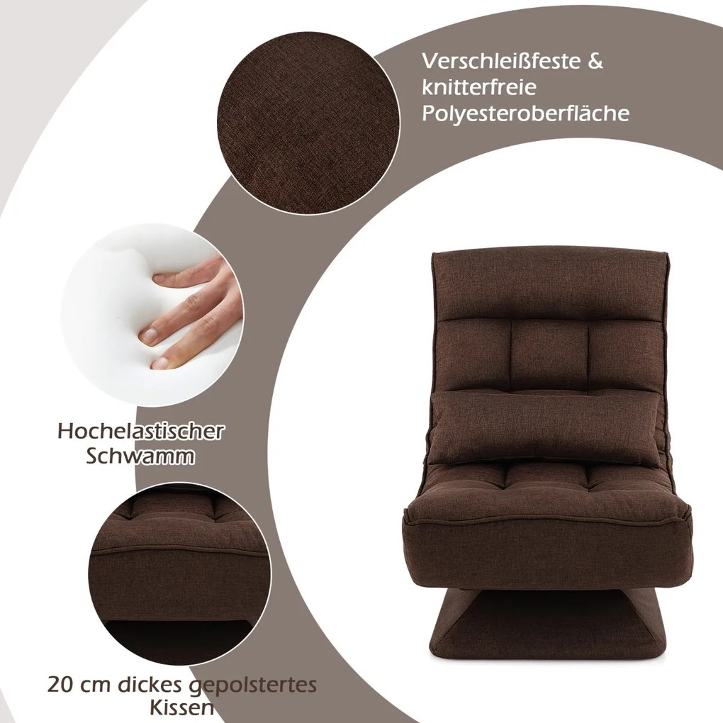 Costway 360° otočné podlahové křeslo s opěradlem a bederním polštářem Lazy Sofa