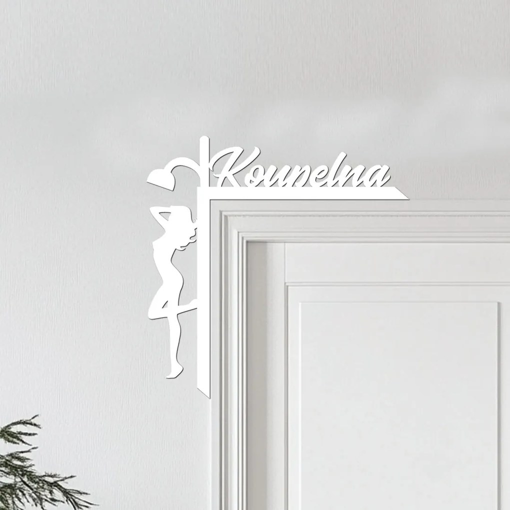 dřevo života Dřevěná cedulka do rohu dveří Koupelna Rozměry (cm): 30x27, Zvolte barvu dekoru: Bílá