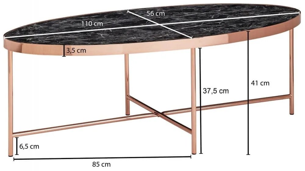 Bruxxi Konferenční stolek Kirst, 110 cm, černý mramor