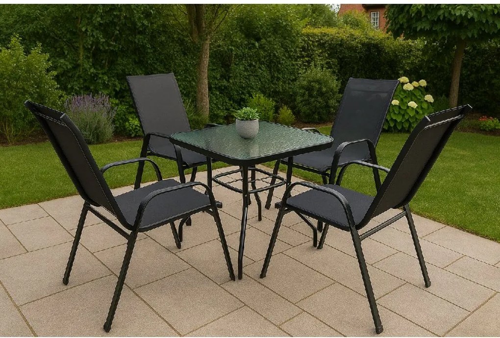 TRENDIE Sestava zahradního nábytku - 4 židle a stůl 80x80cm