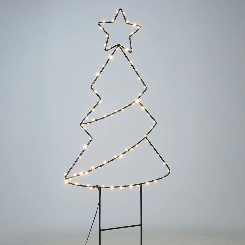 SOLIGHT LED venkovní dekorace vánoční stromeček IP44, 85x LED, časovač, 68cm, 3x AA