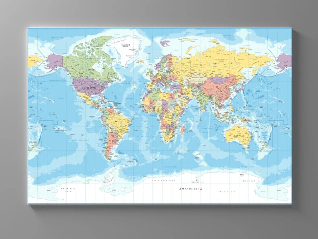 Liox Obraz zeměpisná mapa světa Rozměr: 150 x 100 cm