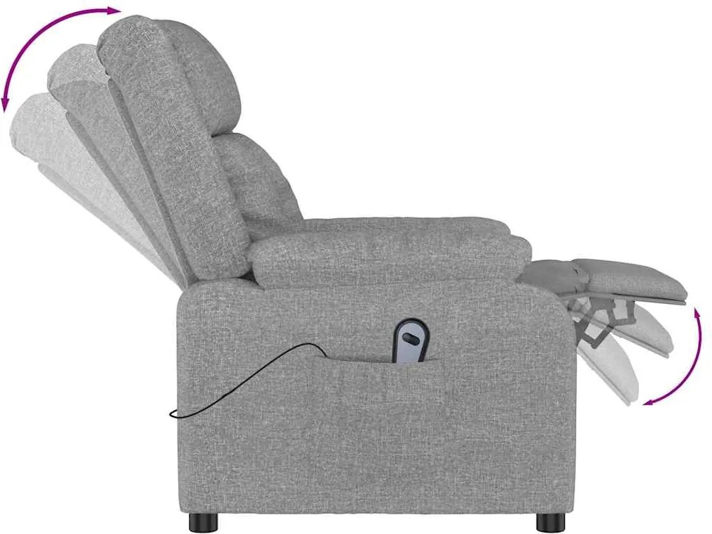 Elektrické polohovací křeslo světle šedé textil 3143567