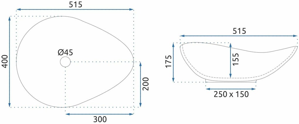 Keramické umyvadlo na desku REA DORA stone