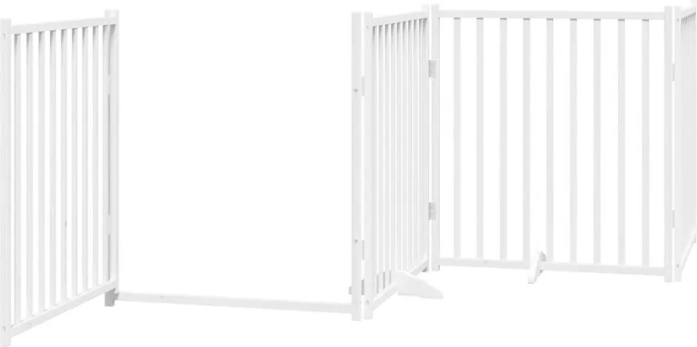 Zábrana pro psy s dvířky skládací 8 panelů bílá 640 cm topol 3155734