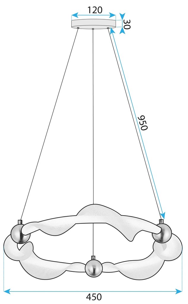 Toolight Toolight, LED závěsné osvětlení 45cm, 29W, 2500lm, 4000K, G010-CP, zlatá-bílá, OSW-06317
