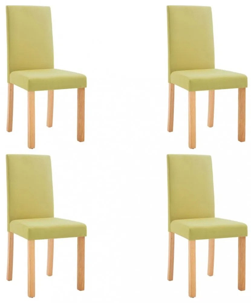 Jídelní židle 4 ks látka / kaučukovník Dekorhome Zelená