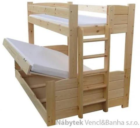patrová dřevěná postel masivní Omega chalup