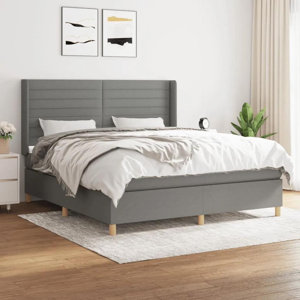 Box spring postel s matrací tmavě šedá 160x200 cm textil,  3132082