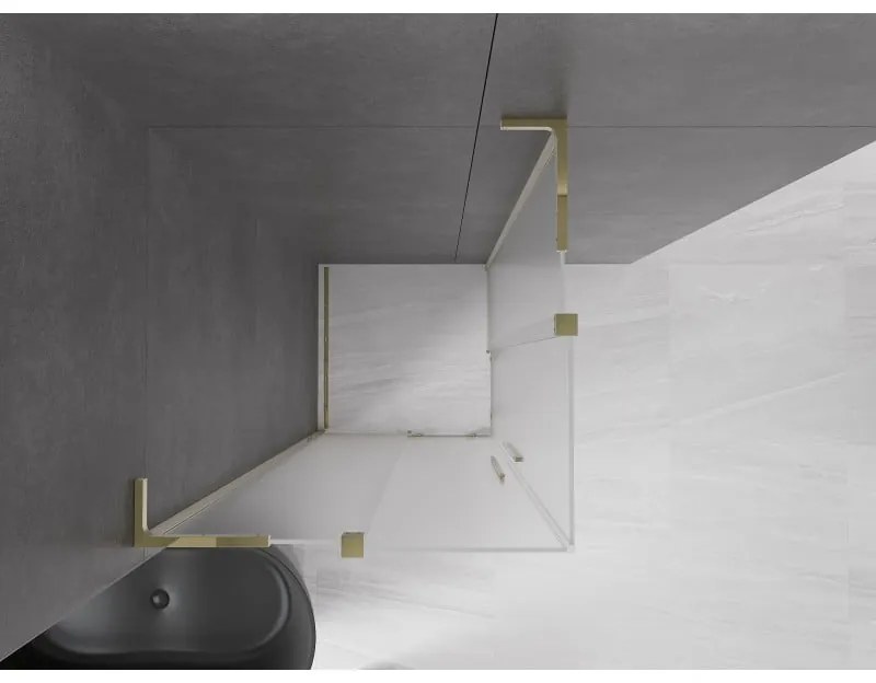 Mexen Velar L Duo, sprchový kout s posuvnými dveřmi 100 x 100 cm, 8mm sklo námraza, zlatá lesklá, 871-100-100-02-33-50