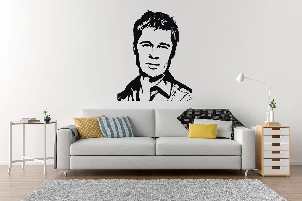 Lepy.cz Samolepka na zeď Brad Pitt Velikost (šířka x výška): 40x48cm, Barevná varianta: Černá