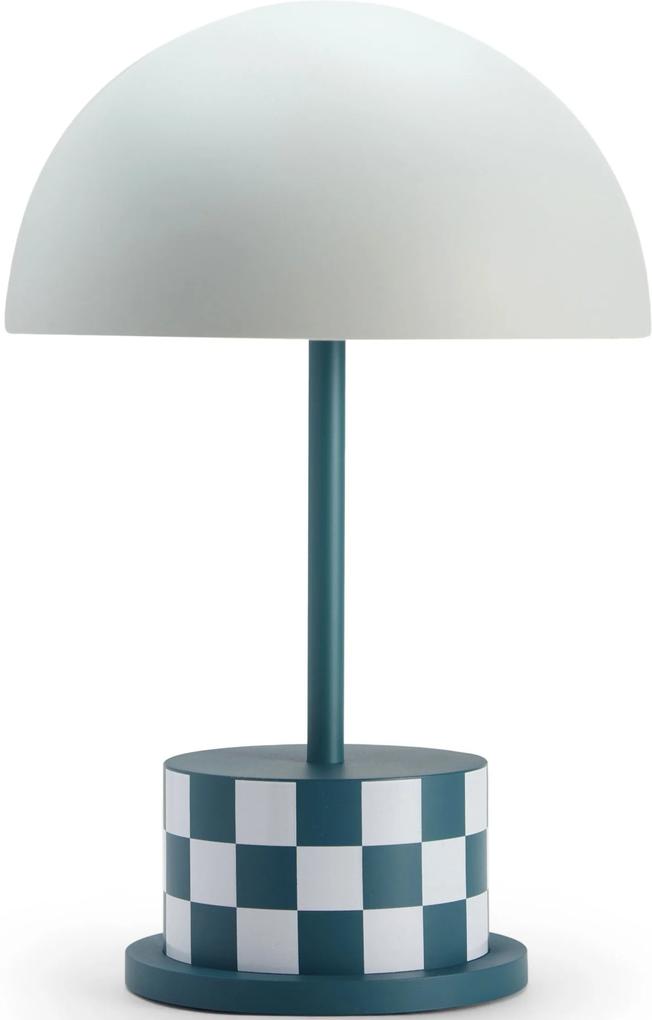 Bezdrátová lampa Riviera šachovnice modrozelená