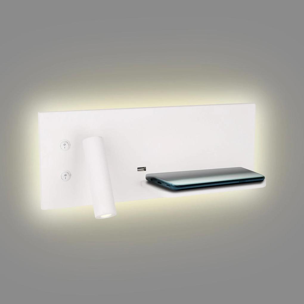 Maxlight W0291 SUPERIOR Nástěnné svítidlo s USB a indukční nabíječkou, bílé