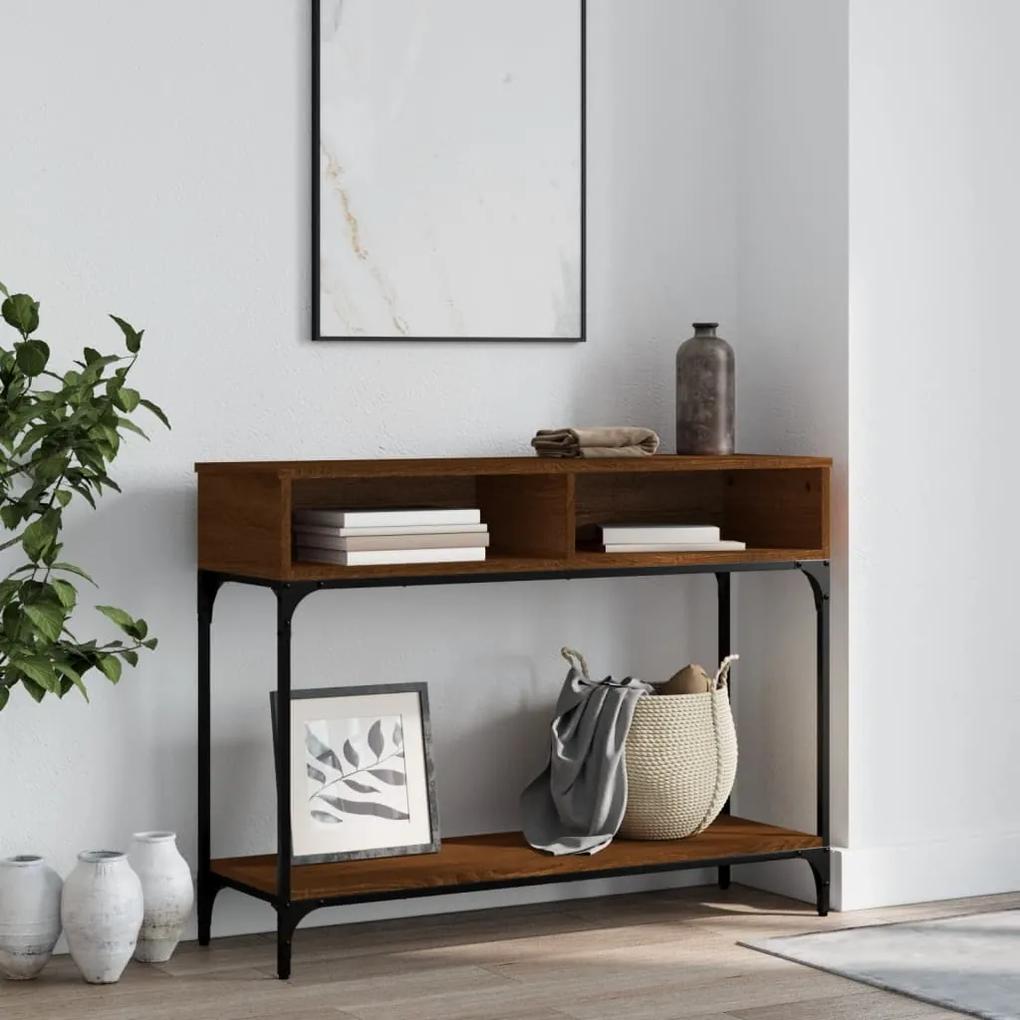 Konzolový stolek hnědý dub 100 x 30,5 x 75 cm kompozitní dřevo - Default Title