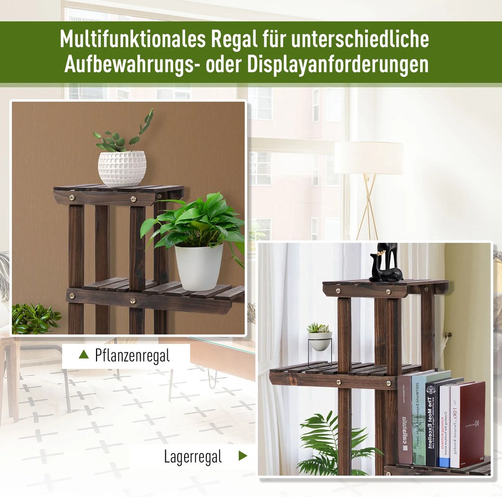 Outsunny stojan na květiny a rostliny čtyřpatrový regál z masivního dřeva 123,5x33x80cm pro zahradní balkon
