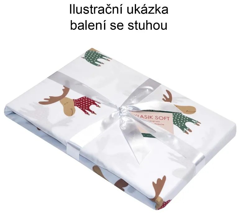SCANquilt povlečení KLASIK SOFT elgar bíločervenozelená 140 x 200/70 x 90 cm