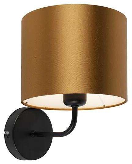 Vintage nástěnná lampa černá s odstínem 18/18/14 bronz - bílá