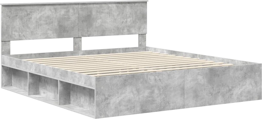 Rám postele s čelo Beton 180 x 200 cm Masivní borové dřevo 3410567
