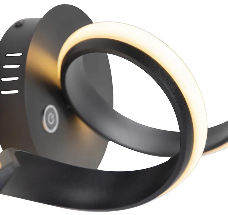 Designové nástěnné svítidlo černé 3-stupňový dotykový stmívač vč. LED - Twisted