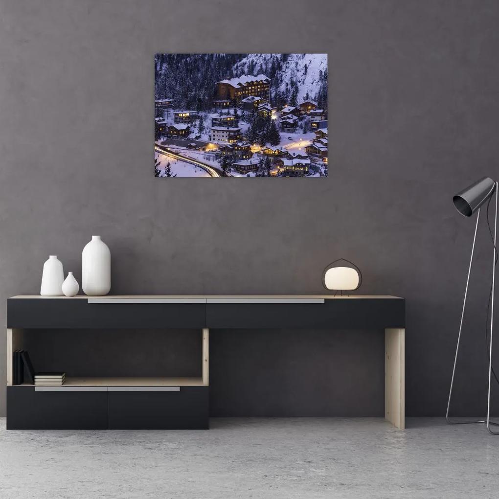 Obraz - horské zimní městečko (70x50 cm)