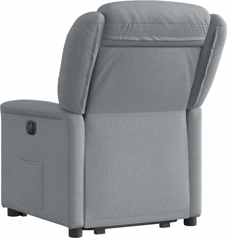 Zvedací polohovací křeslo světle šedé textil 3303194