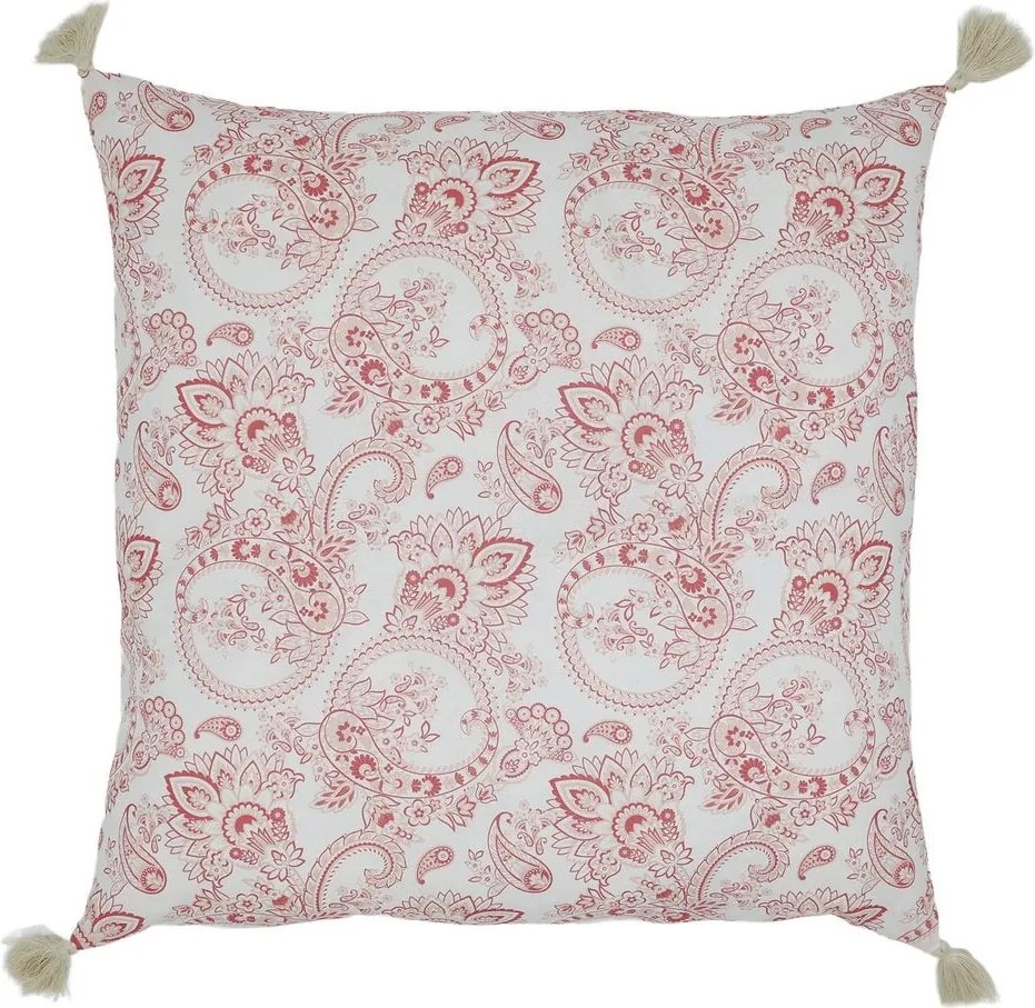 Bílo-růžový povlak na polštář s květy Aix Paisley Flowers - 50*50 cm