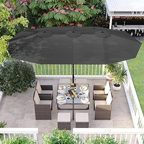 Dvojitý slunečník 460 × 270 cm, extra velký zahradní slunečník, UPF 50+, šedý