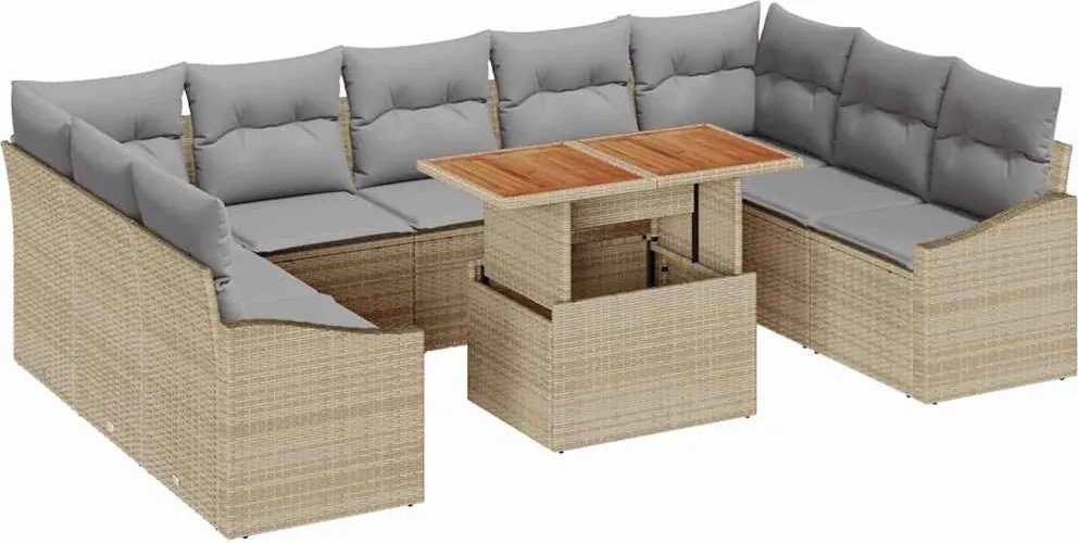 Sada zahradních pohovek 10 ks Beige a šedá 3349881