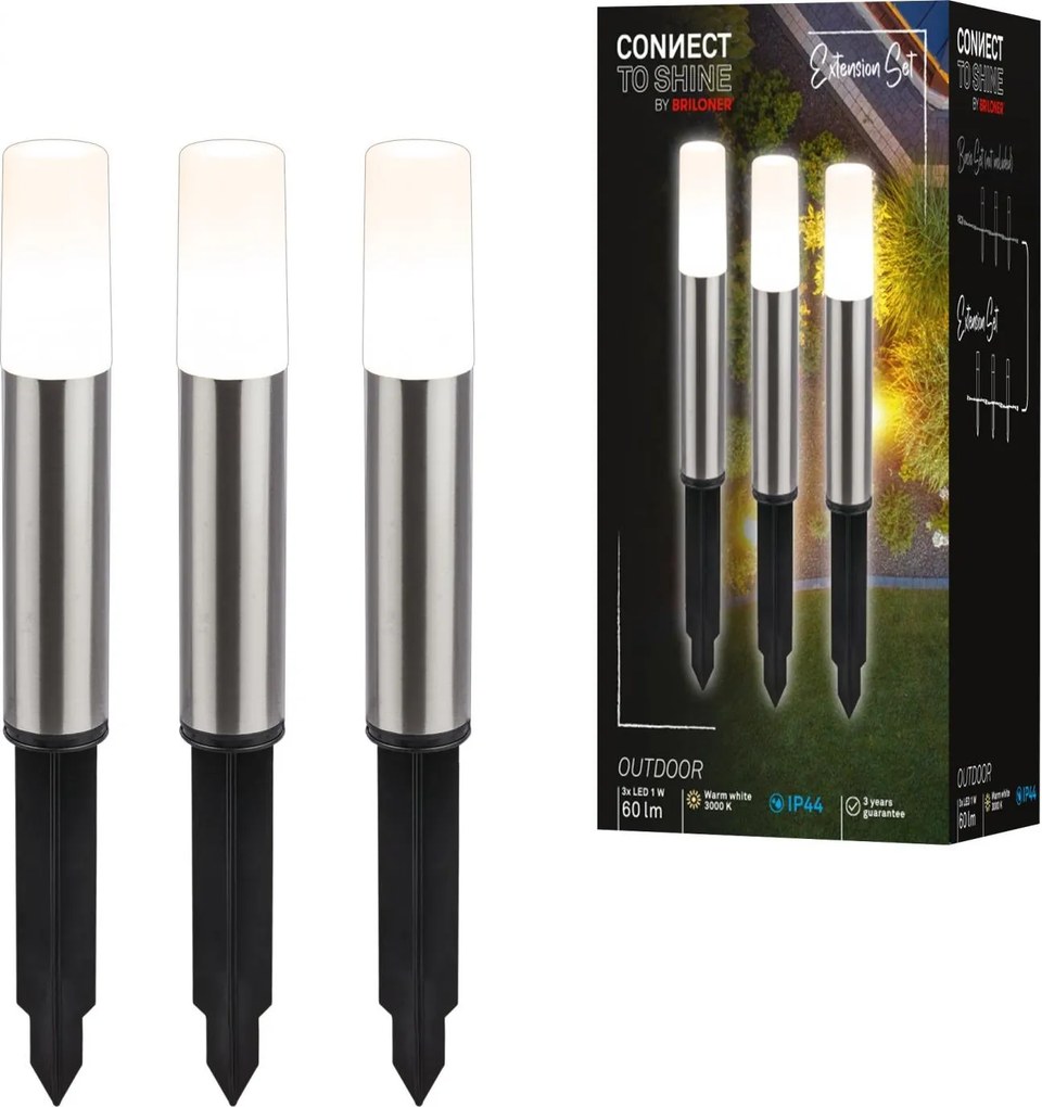 BRI 3926032 CONNECT TO SHINE prodlužovací sada Junca 3ks LED venkovních sloupkových svítidel, IP44 - BRILONER
