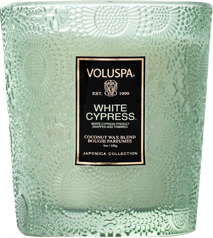 Voluspa svíčka White Cypress, 255 g