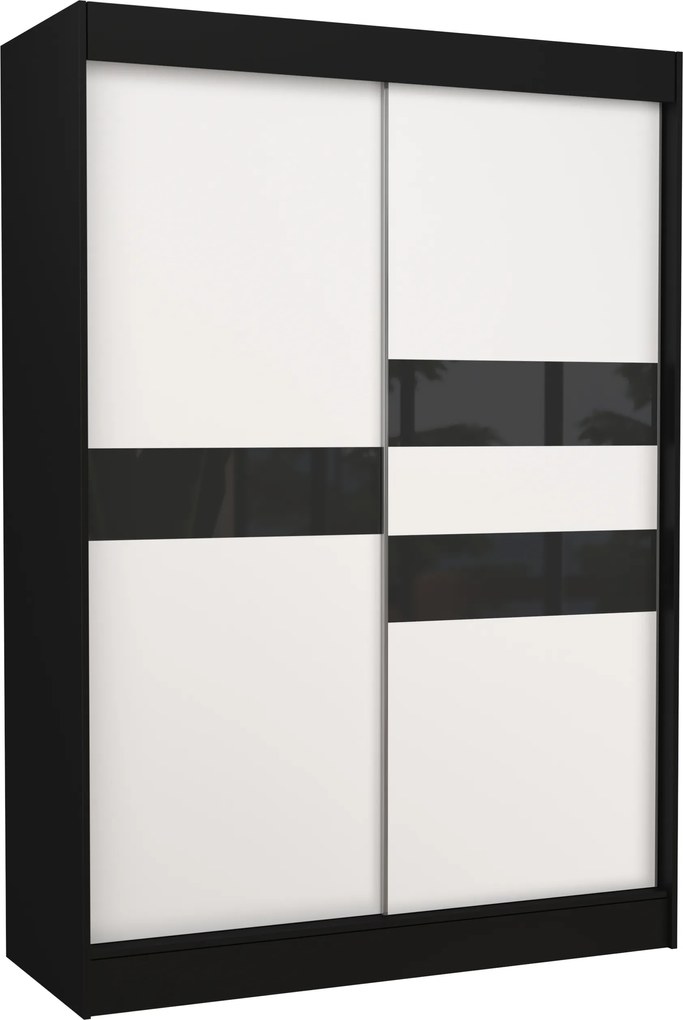 ADRK Furniture Skříň s posuvnými dveřmi a lacobelem BATIA 150 SW-BAT-B+W+BL-150+A513
