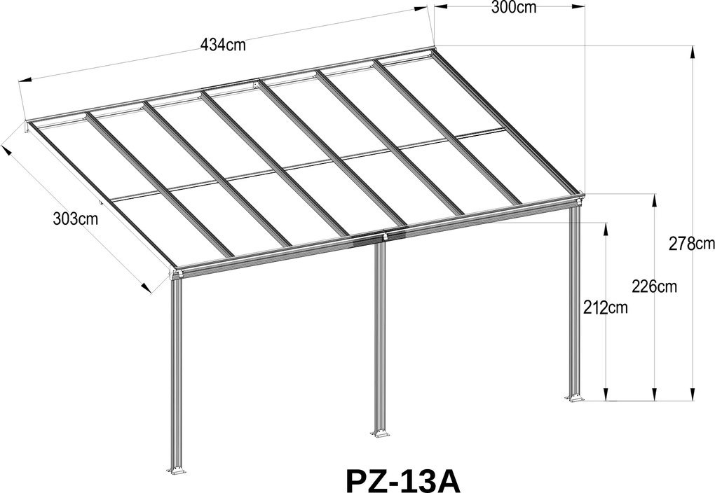 Hliníková pergola BestBerg PZ-13A / 13 m² / šedá