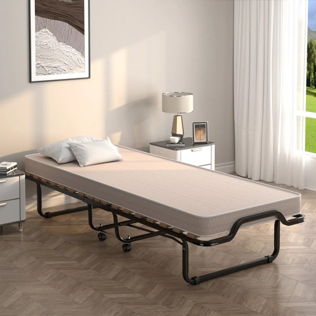 Costway Skládací postel s luxusní matrací béžová Vyrobeno v Itálii Původ: Itálie