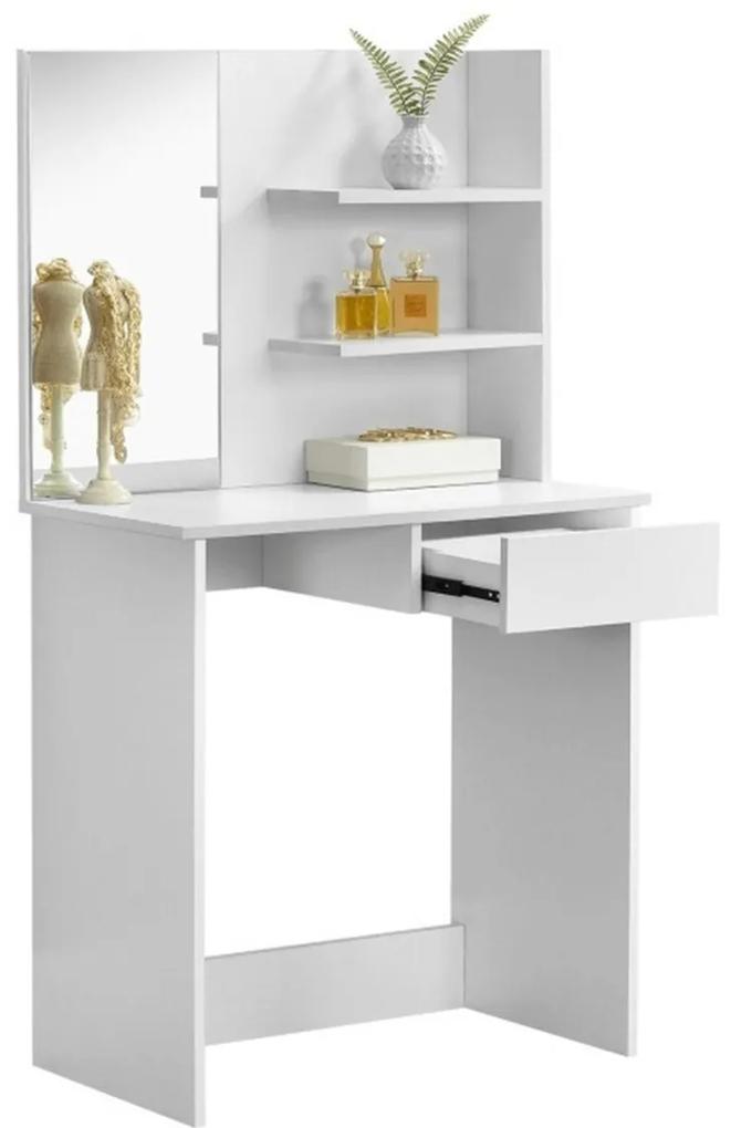 Casarredo Toaletní stolek se zrcadlem COSMOS bílá/bílá lesk