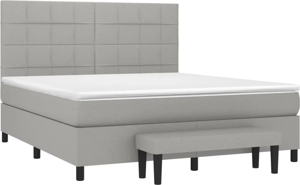 Box spring postel s matrací světle šedá 160 x 200 cm textil 3136605
