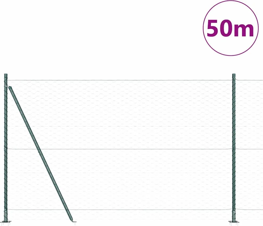 Hexagonální plot s betonovým základem 50 x 1,6 m Zelená 3353571