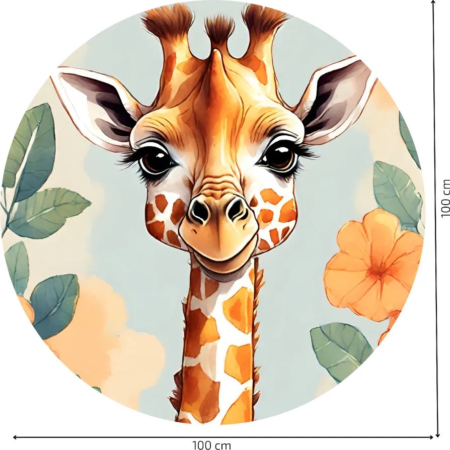 PIPPER. Kruhová samolepka na zeď "Žirafa" Velikost: 60cm