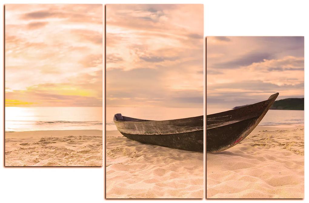 Obraz na plátně - Člun na pláži 151FD (135x90 cm)