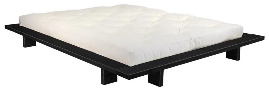 Dvoulůžková postel z borovicového dřeva s matrací Karup Design Japan Double Latex Black/Natural, 160 x 200 cm