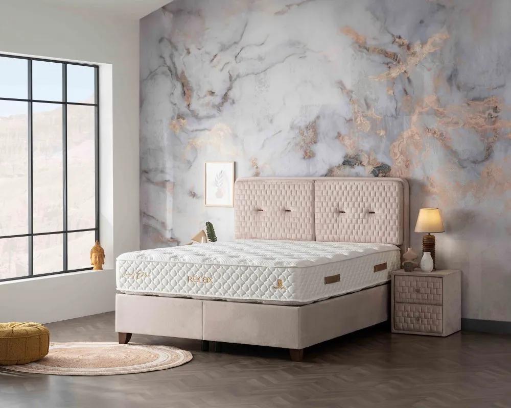 Čalouněná postel RELAX NEW s matrací - béžová 120 × 200 cm
