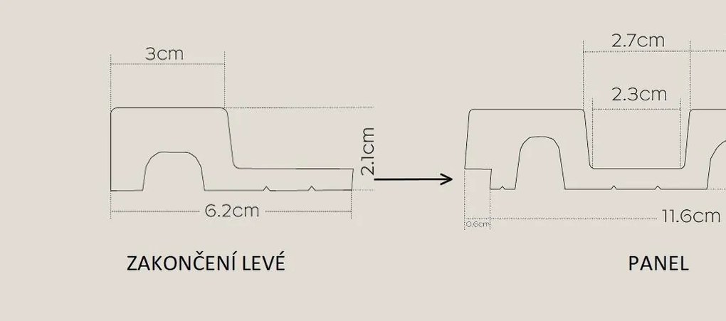 Lamelové dekorační panely VASCO 28060048, zakončení levé ořech, rozměr 4,2 x 270 cm, IMPOL TRADE