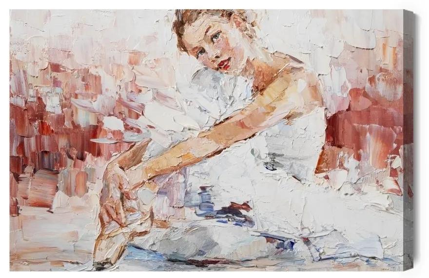 Obraz Little Pretty Ballerina, Painted Expressively. Palette Knife Technique Of Oil Painting And Brush. Nedostatek Nedostatek Plátno Canvas 70x50