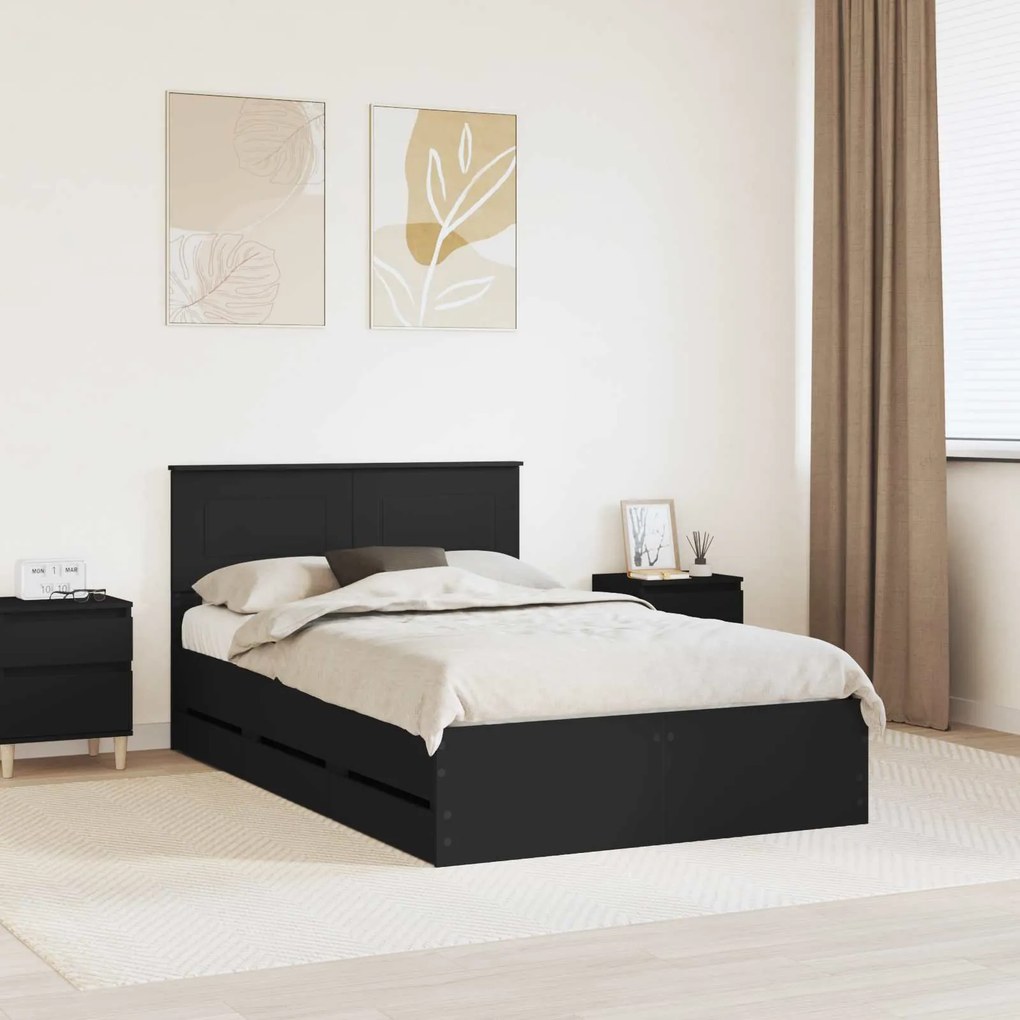 Rám postele se zásuvkou Černá 120 x 190 cm Inženýrské dřevo 3407999