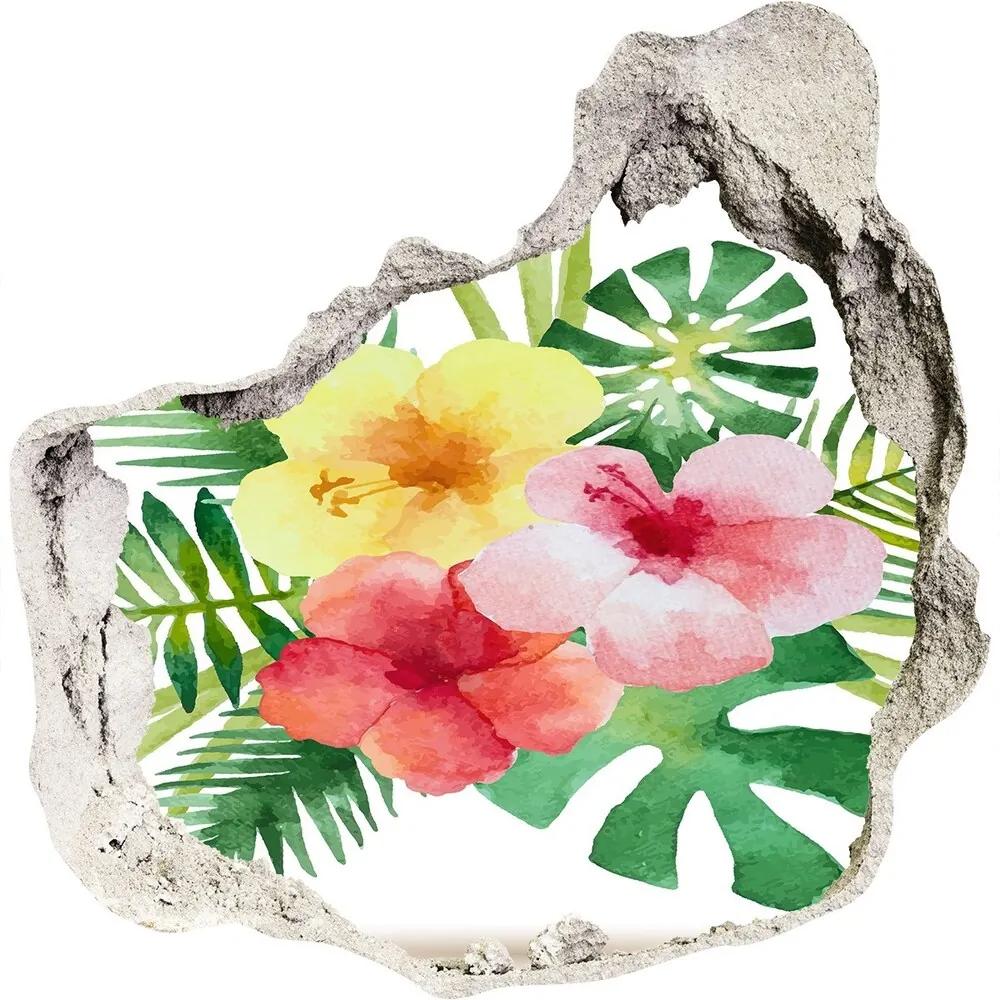 Wallmuralia Samolepící díra nálepka Hawajské květiny 75x75 cm