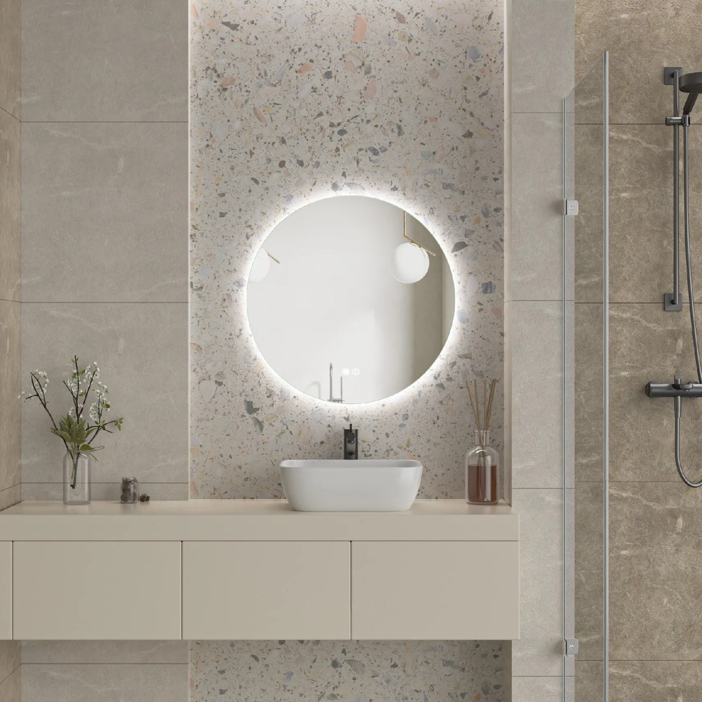 Erga Sofia, kulaté LED zrcadlo 70cm, 1610 lm, 3 barvy světla, ERG-V01-207-7070