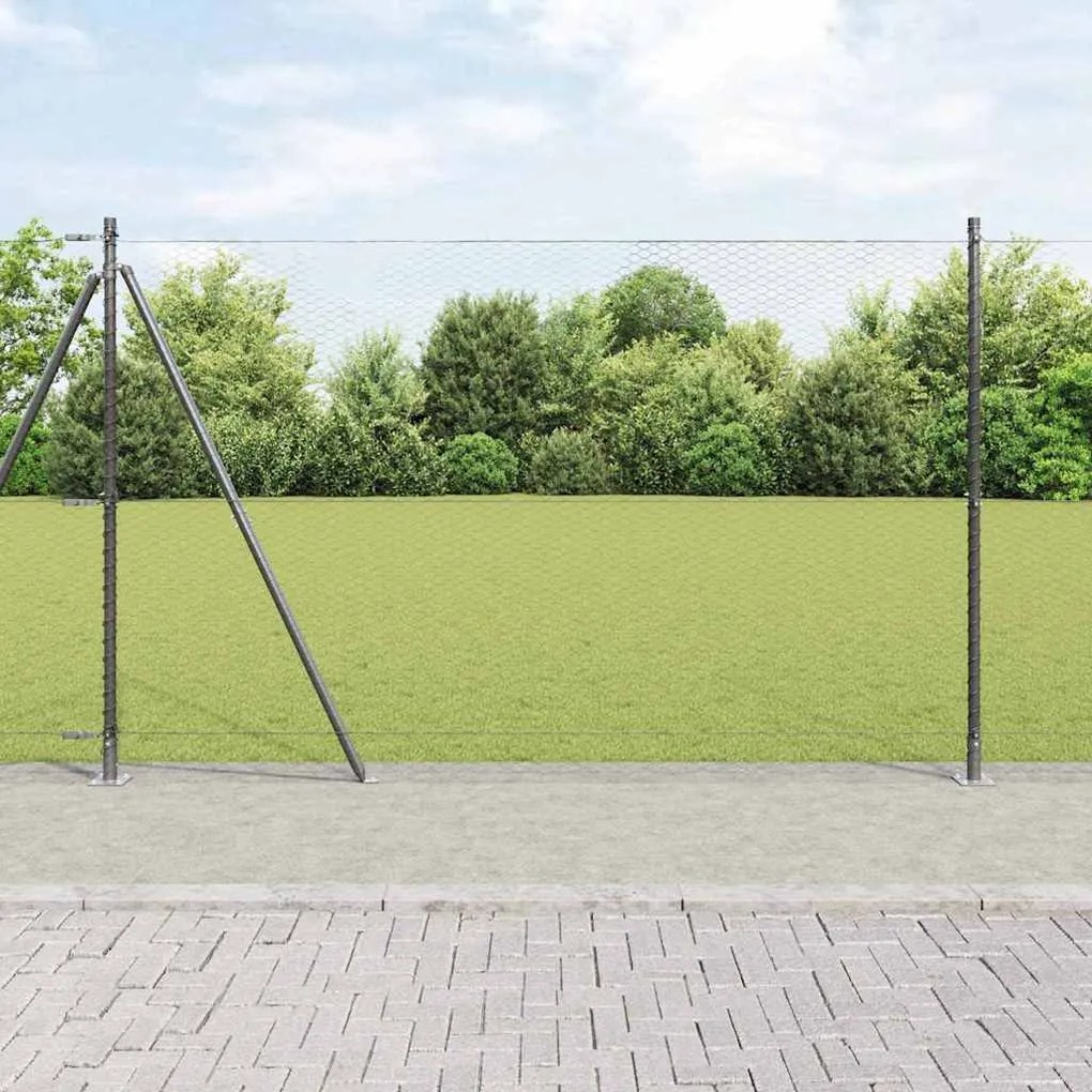 Hexagonální plot s betonovým základem 50 x 1,4 m Šedá Síťovina 3353702