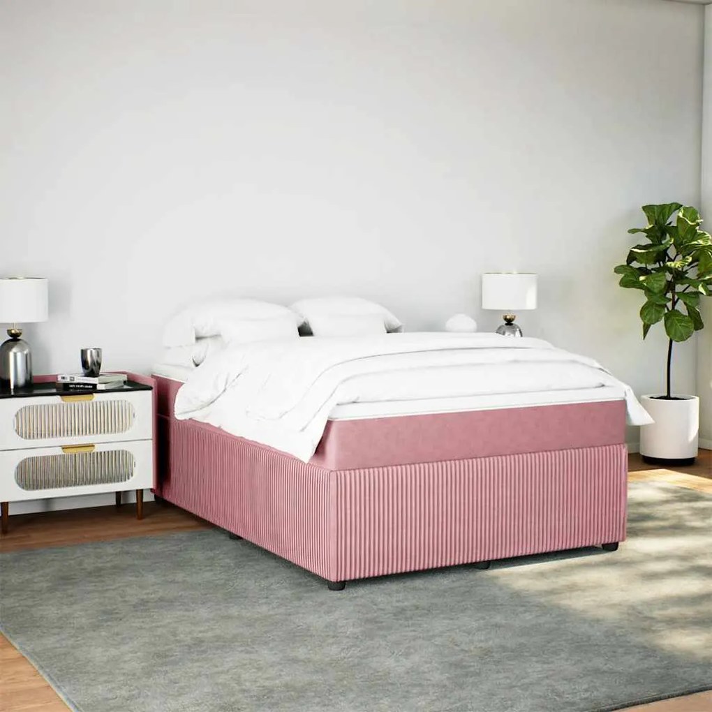 Box spring postel s matrací růžová 140x190 cm samet 3285643