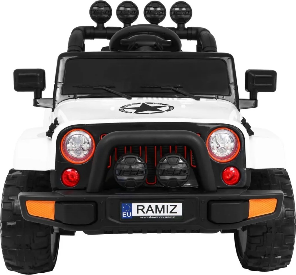 Ramiz Dětské terénní auto Full Time 4WD bílé na dálkové ovládání + pohon 4x4 + LED audio + úložný prostor