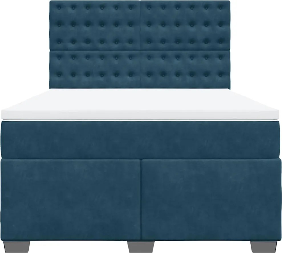 Box spring postel s matrací modrá 160 x 200 cm samet 3290970