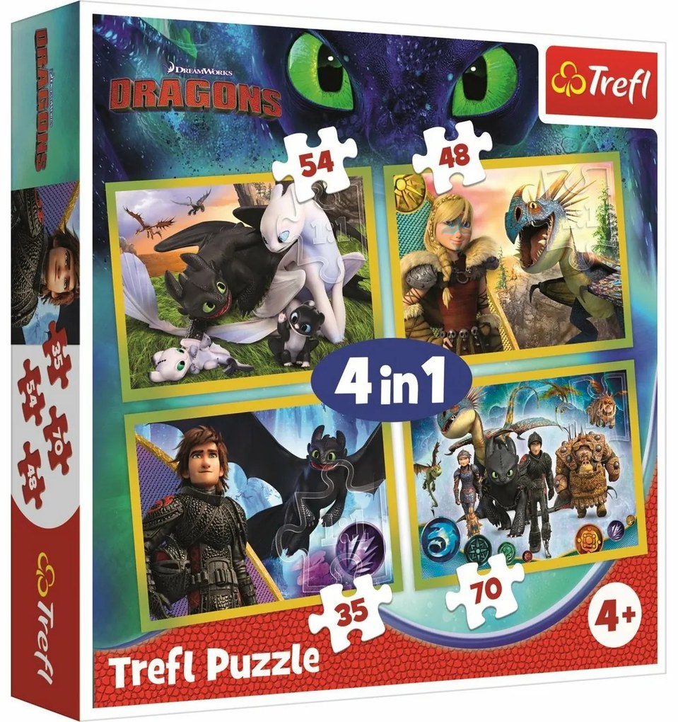 Trefl Puzzle Jak vycvičit draka 4v1 35, 48, 54, 70 dílků